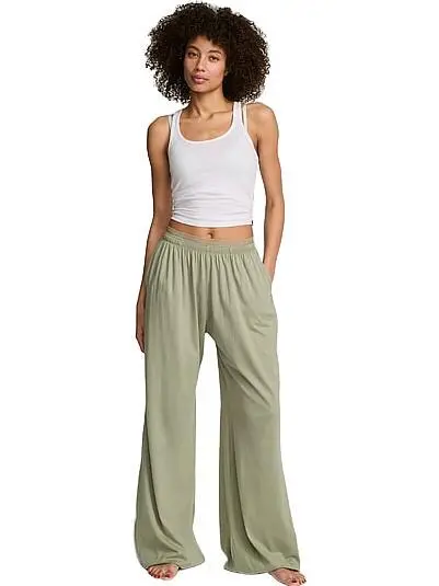 Pink Light As Air Jersey Wide-leg Pants - Green