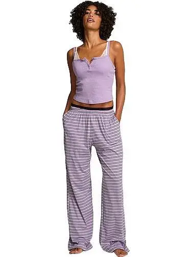 Pink Light As Air Jersey Wide-leg Pants - Print