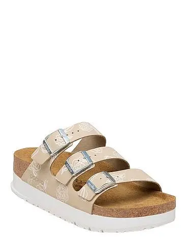 Pink Birkenstock Florida Flex Platform Floral Sandals - Beige
