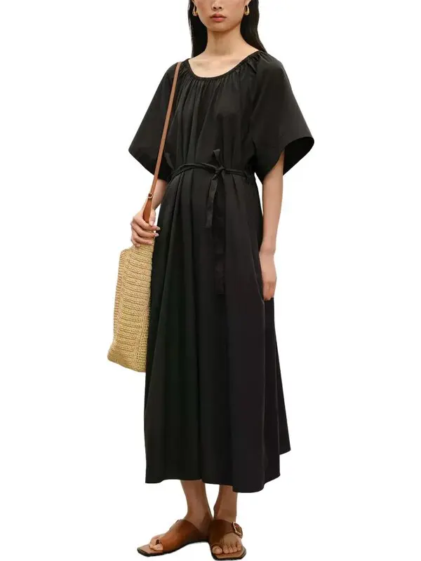 LESS Gathered-detail Elasticated-collar Dress - Black