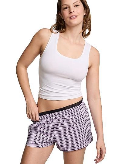 Pink Light As Air Jersey Shorts With Lace Trim - Print