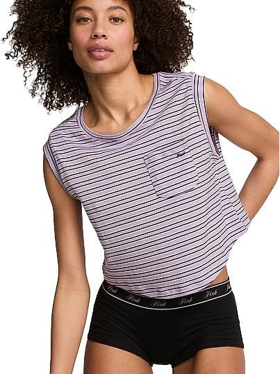 Pink Light As Air Jersey Cropped Tank Top - Print