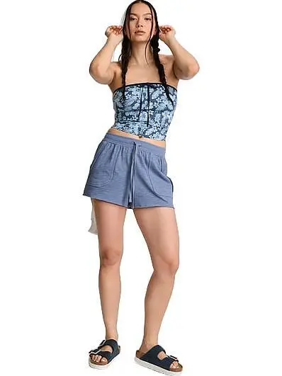 Pink Lightweight Lounge A-line Shorts - Blue
