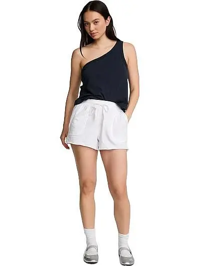 Pink Lightweight Lounge A-line Shorts - White,ivory
