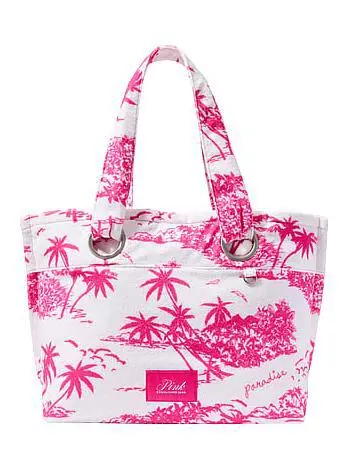 Pink Terry Tote Bag With Grommet Details - Print