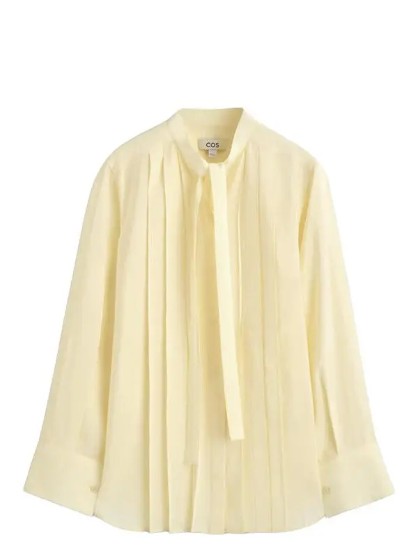 Cos Pleated Bow-detail Blouse - Yellow