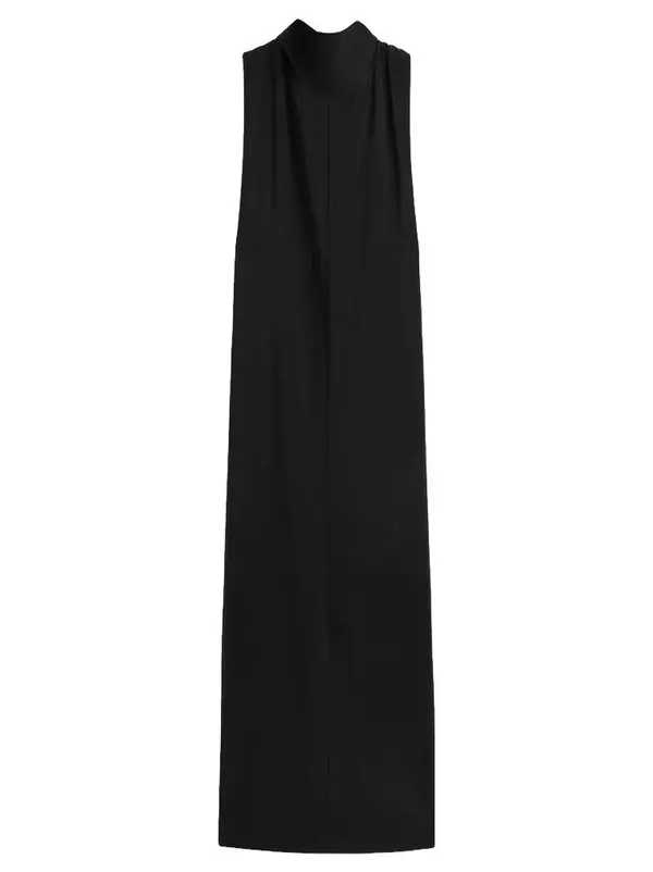 Cos Draped Tie-detail Turtleneck Maxi Dress - Black