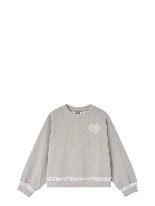 GANNI Lace Trimmed Sweatshirt - Grey