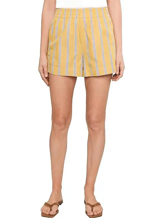 Madewell Striped Poplin Pull-on Shorts - Beige