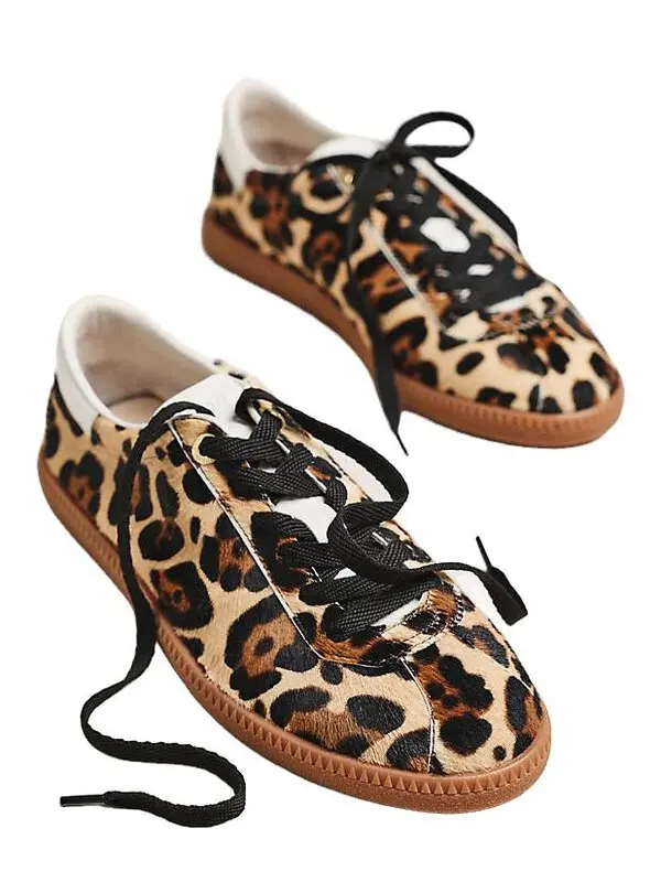 BRONX Leopard Print Low Top Sneakers With Tie Fastening - Brown / Oatmilk / Black
