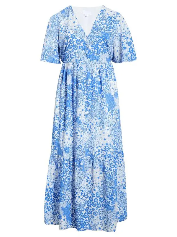 SUGARLIPS Floral Maxi Dress - White-blue-multi