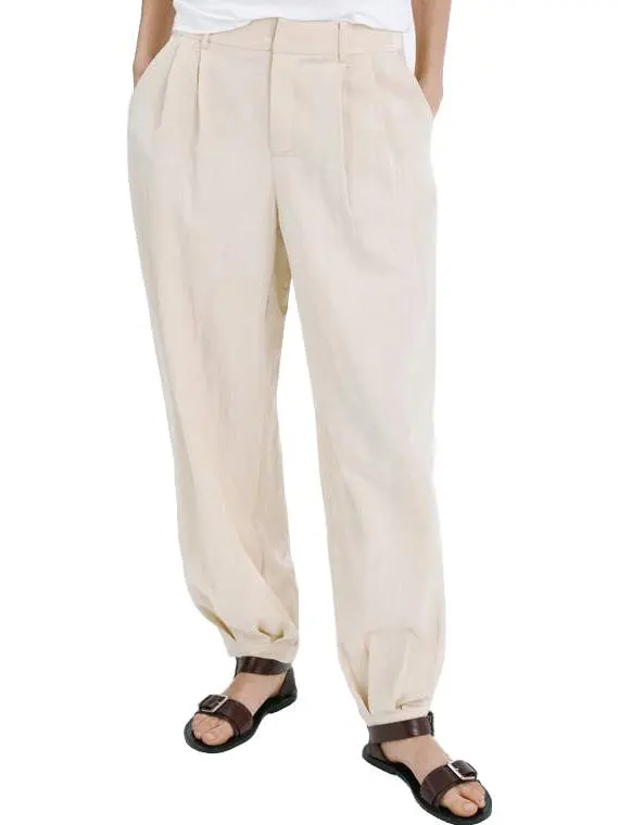 Mango Pleated Balloon Pants With Banded Hems - Light/pastel Grey