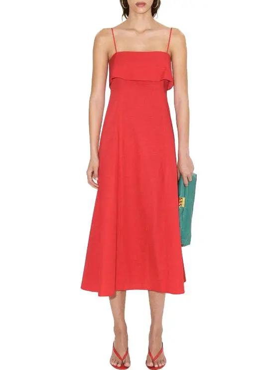 Mango A-line Midi Dress - Red