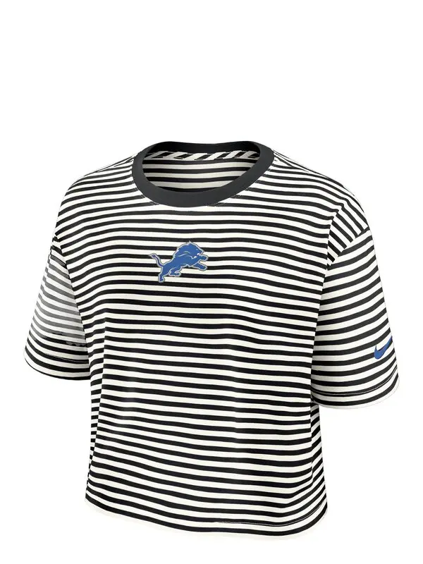 Nike Detroit Lions Striped Cropped T-shirt - Black