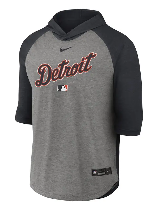 Nike Detroit Tigers Authentic Collection Flux Dri-fit Mlb 3/4-sleeve Hooded T-shirt - Blue