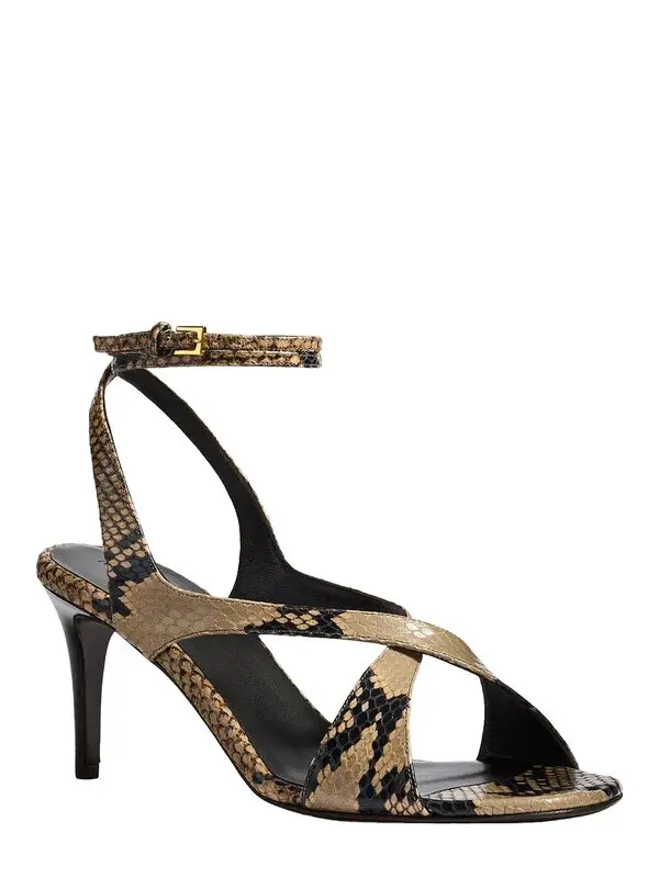 Khaite Liria Snakeskin Embossed Ankle Strap Sandal - Taupe