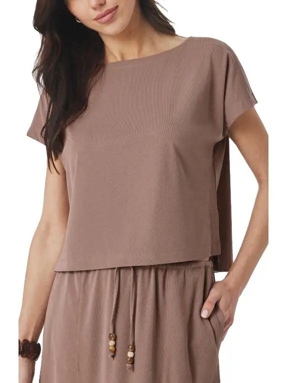Splendid Sasha Sandwash Ribbed Cropped T-shirt - Wicker Beige
