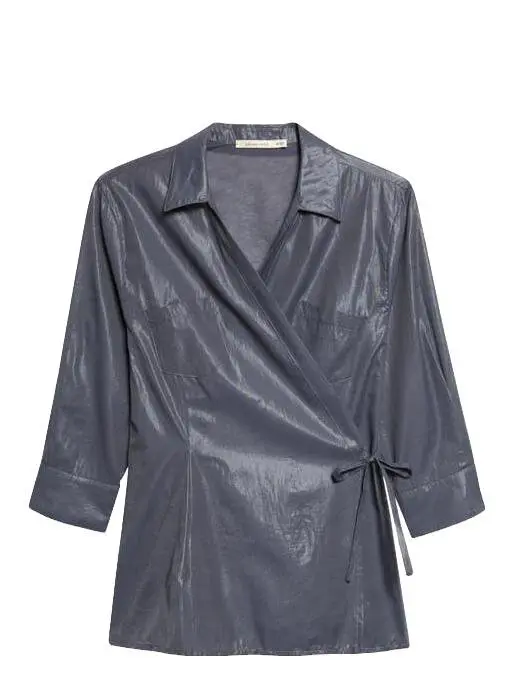 Paloma Wool Organic Cotton Blend Wrap Shirt - 135 - Navy