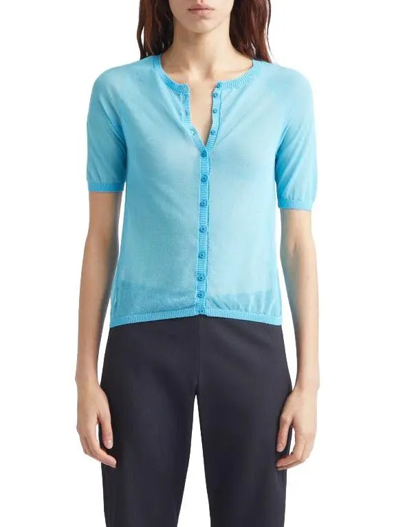 Paloma Wool Patinela Sheer Organic Cotton Blend Cardigan - Blue