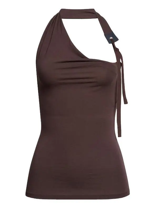 Paloma Wool Simulet Side Tie Jersey Halter Top - 323 - Brown