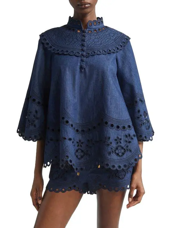 Zimmermann Mahon Broderie Anglaise Cape Top - Ink