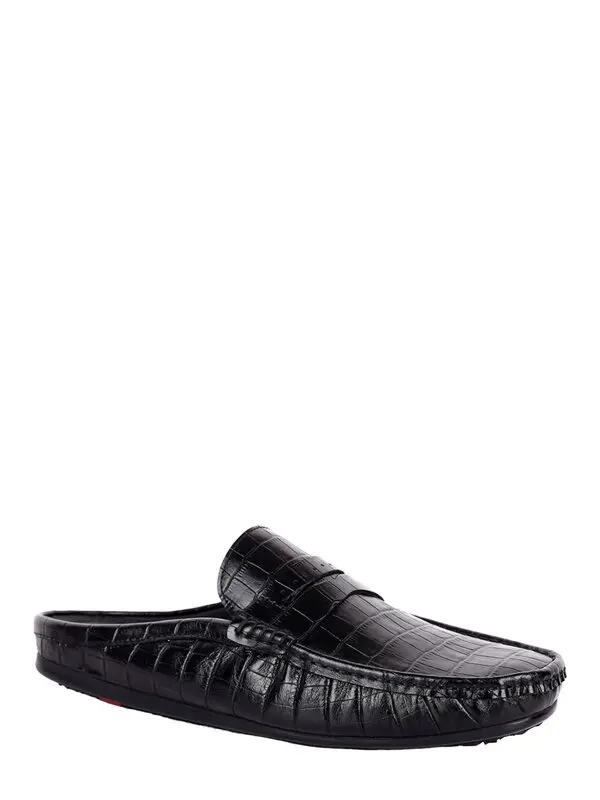 DAVID WEJ Alfred Croc Effect Slip-on Mules - Black