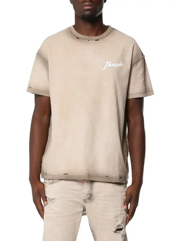 PURPLE BRAND Textured Inside Out Graphic T-shirt - Khaki