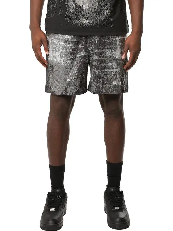 PURPLE BRAND Embellished Water Repellent Drawstring Shorts - Black