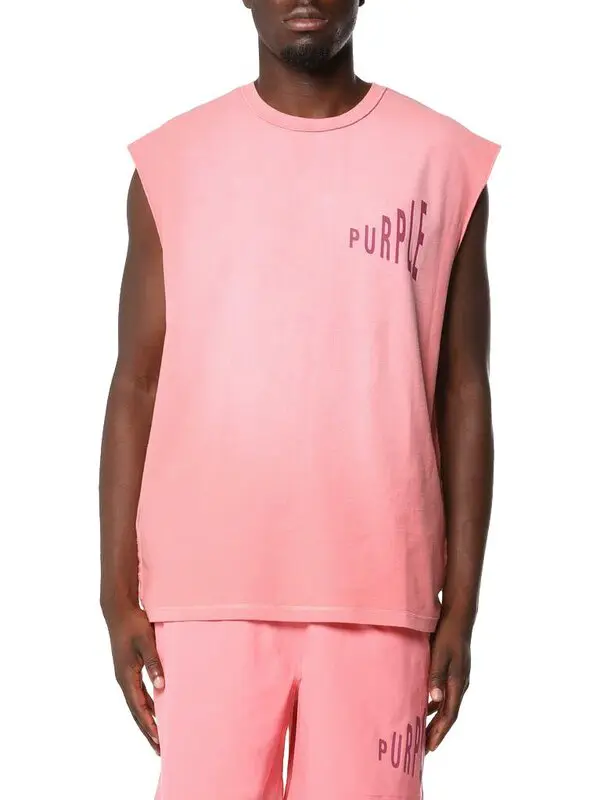 PURPLE BRAND Textured Sleeveless Graphic T-shirt - Pink