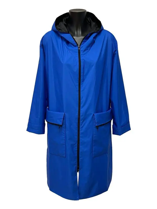 MAXJENNY Mid Length Hooded Rain Jacket - Blue