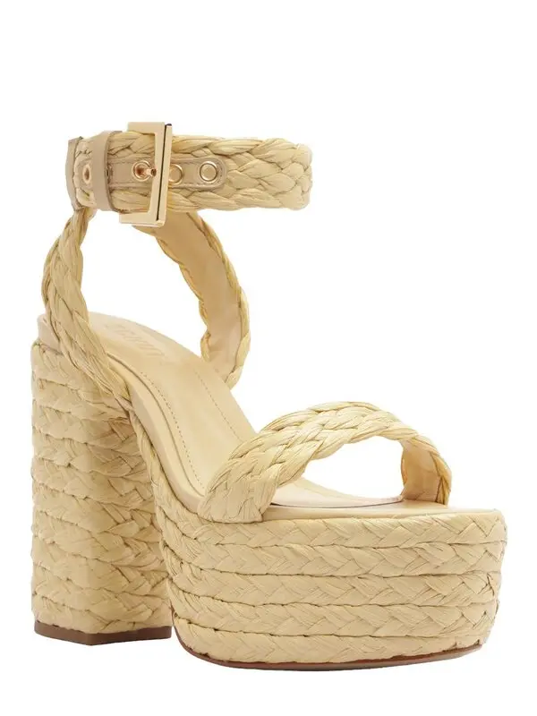 Schutz Ayana Woven Raffia Platform Sandals - Palha/natural Nibs