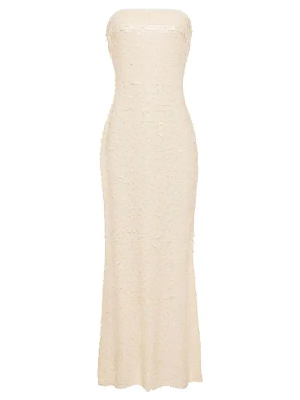 SIMONMILLER Strapless Teardrop Sequin Gown - Bone