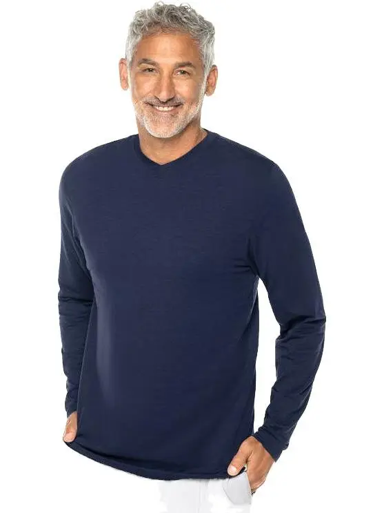 Coolibar V-neck Long Sleeve T-shirt Upf 50+ Sun Protection - Navy