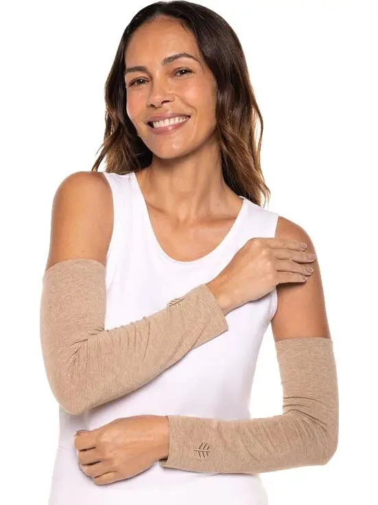 Coolibar Navagio Upf 50+ Sun Protection Arm Sleeves - Dark Taupe Heather