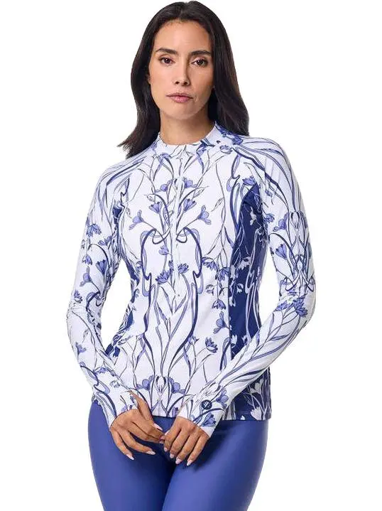Coolibar Upf 50+ Sun Protection Escalante Zip Rash Guard - Future Dusk Colorblock