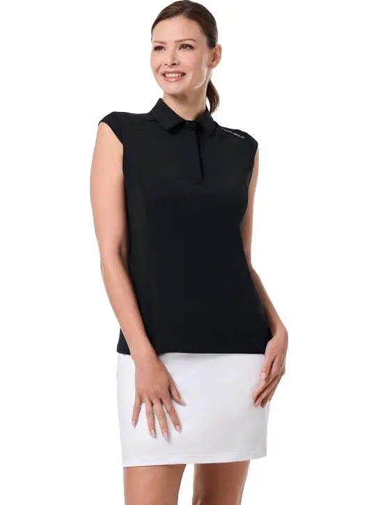 Coolibar Dew Performance Sleeveless Golf Polo - Black