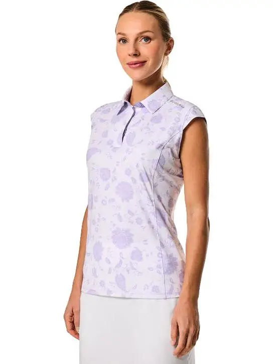 Coolibar Performance Sleeveless Golf Polo Upf 50 - White Floral Paisley