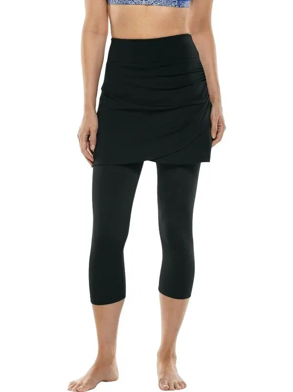 Coolibar Kahula Skirted Swim Capris - Black