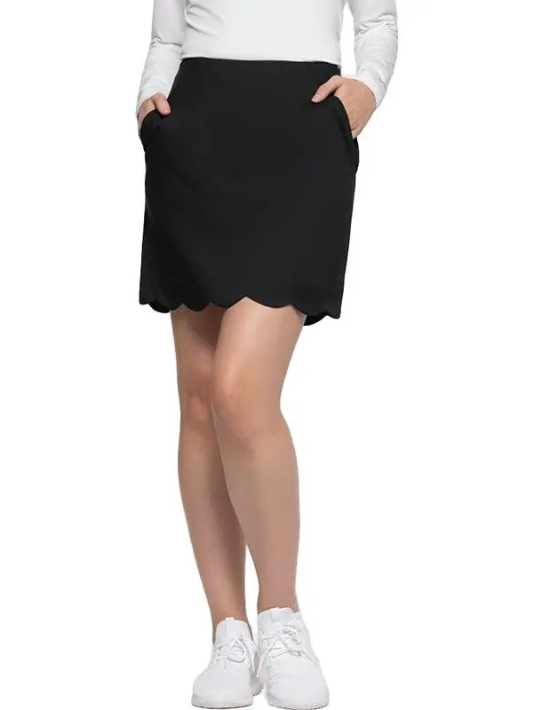 Coolibar Scallop Detail Golf Skort With Upf 50+ Sun Protection - Black