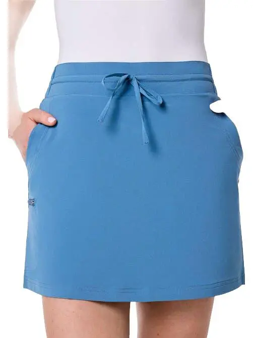 Coolibar Upf 50+ Travel Skort With Built-in Shorts And Drawstring - Blue Dusk