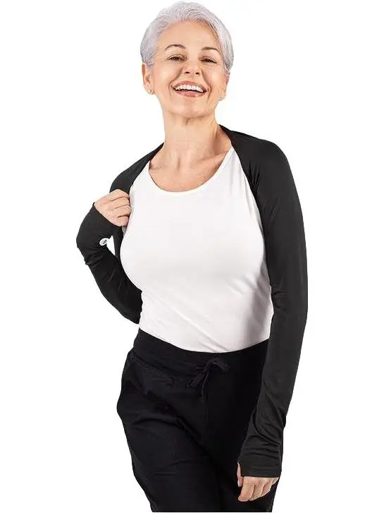 Coolibar Upf 50+ Shoulder Wrap Uv Sleeves With Thumbholes - Black