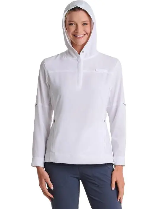 Coolibar Upf 50+ Sun Protection Henley Hoodie - White