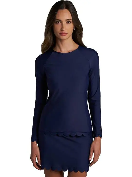 Coolibar Upf 50+ Stony Coral Scallop Long Sleeve Rash Guard - Navy