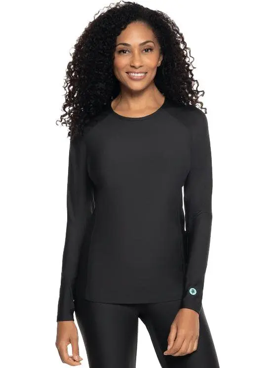 Coolibar Hightide Long Sleeve Swim Shirt Upf 50+ Sun Protection - Black