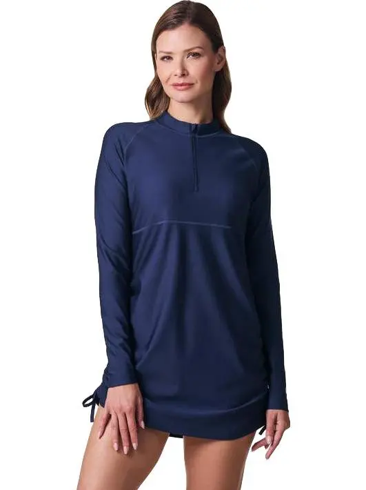 Coolibar Ruche Long Sleeve Swim Shirt Upf 50+ Sun Protection - Navy