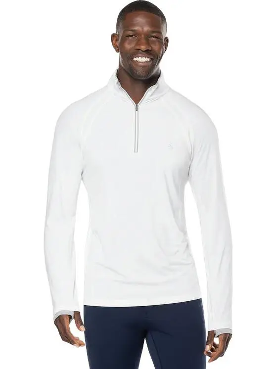 Coolibar Upf 50+ Sun Protection Half-zip Rash Guard - White Line Texture