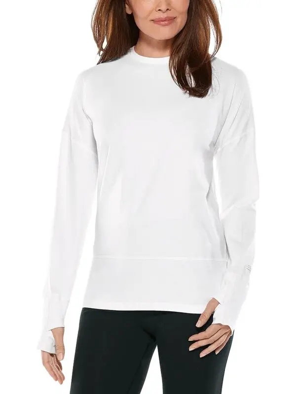Coolibar Lumaleo Upf 50+ Sun Protection Relaxed Long Sleeve T-shirt - White
