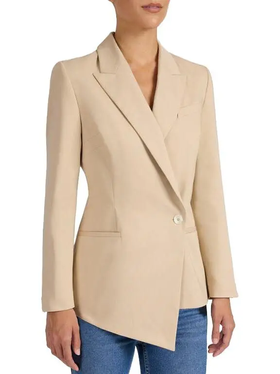 Santorelli Mara Asymmetrical Blazer In Cotton Stretch - Latte