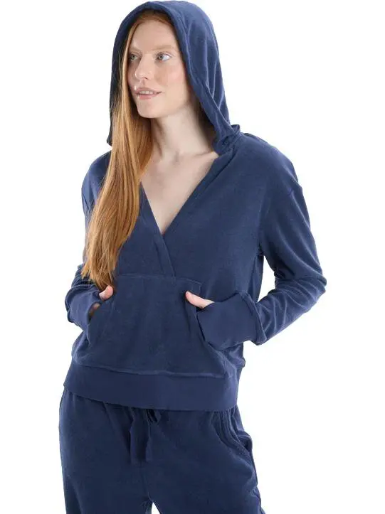 Wilt V-neck Drop Shoulder Hoodie With Kangaroo Pocket - Naval Academy