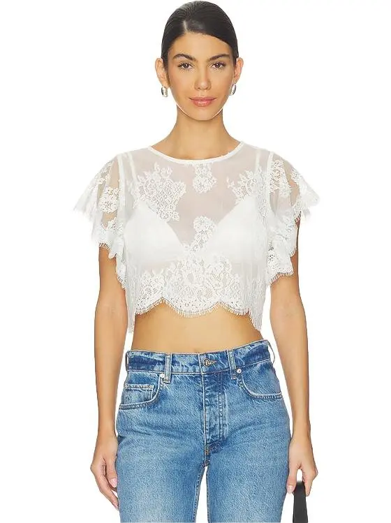 Free People Lunar Ash Lace Crop Top - Clean Ivory